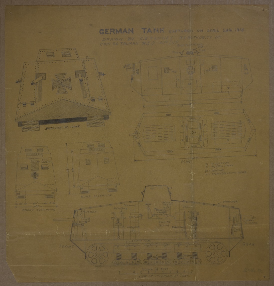 Drawing of a Captured German Tank | Harry S. Truman