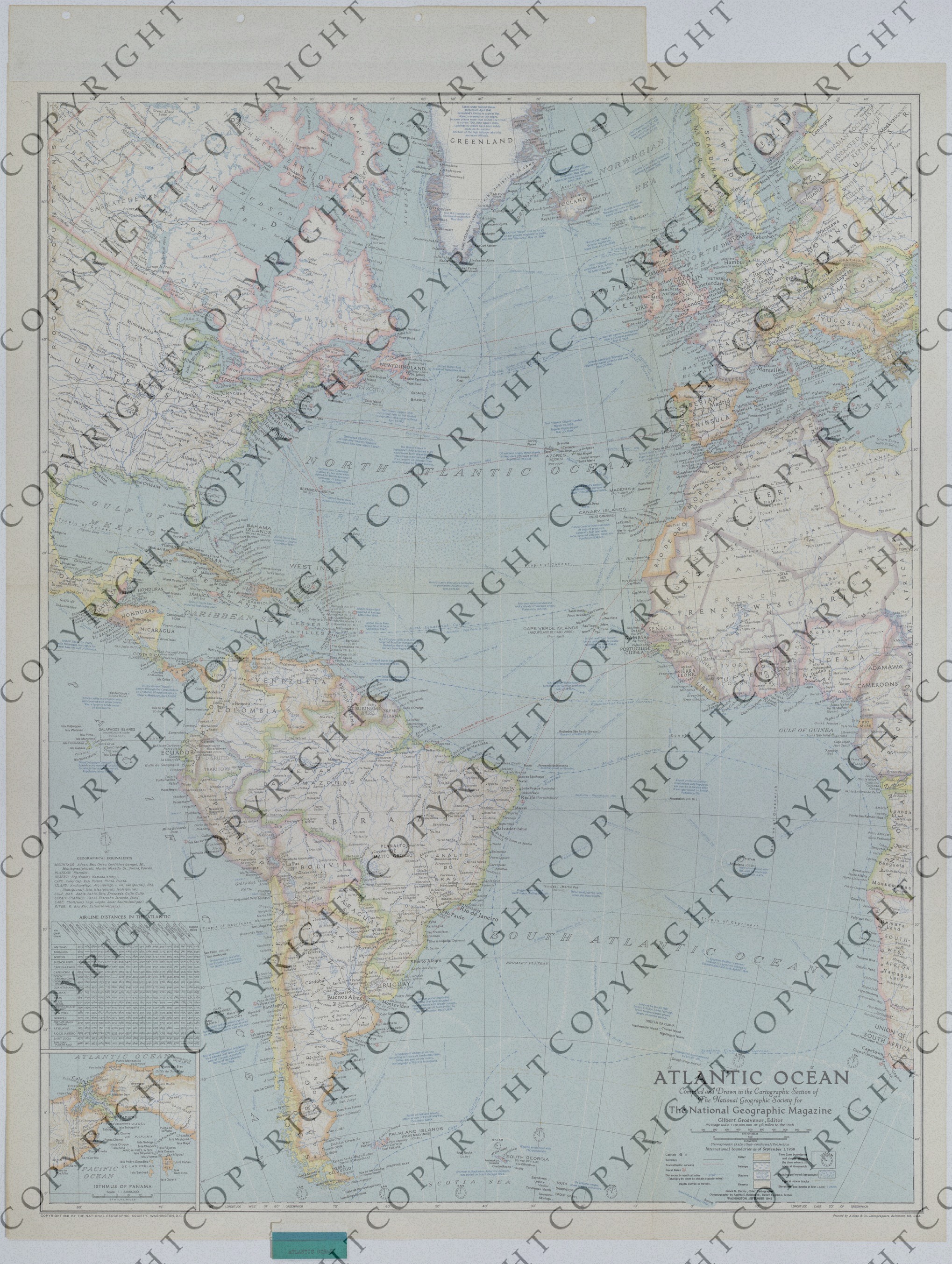 Map of the Atlantic Ocean and Adjacent Areas | Harry S. Truman