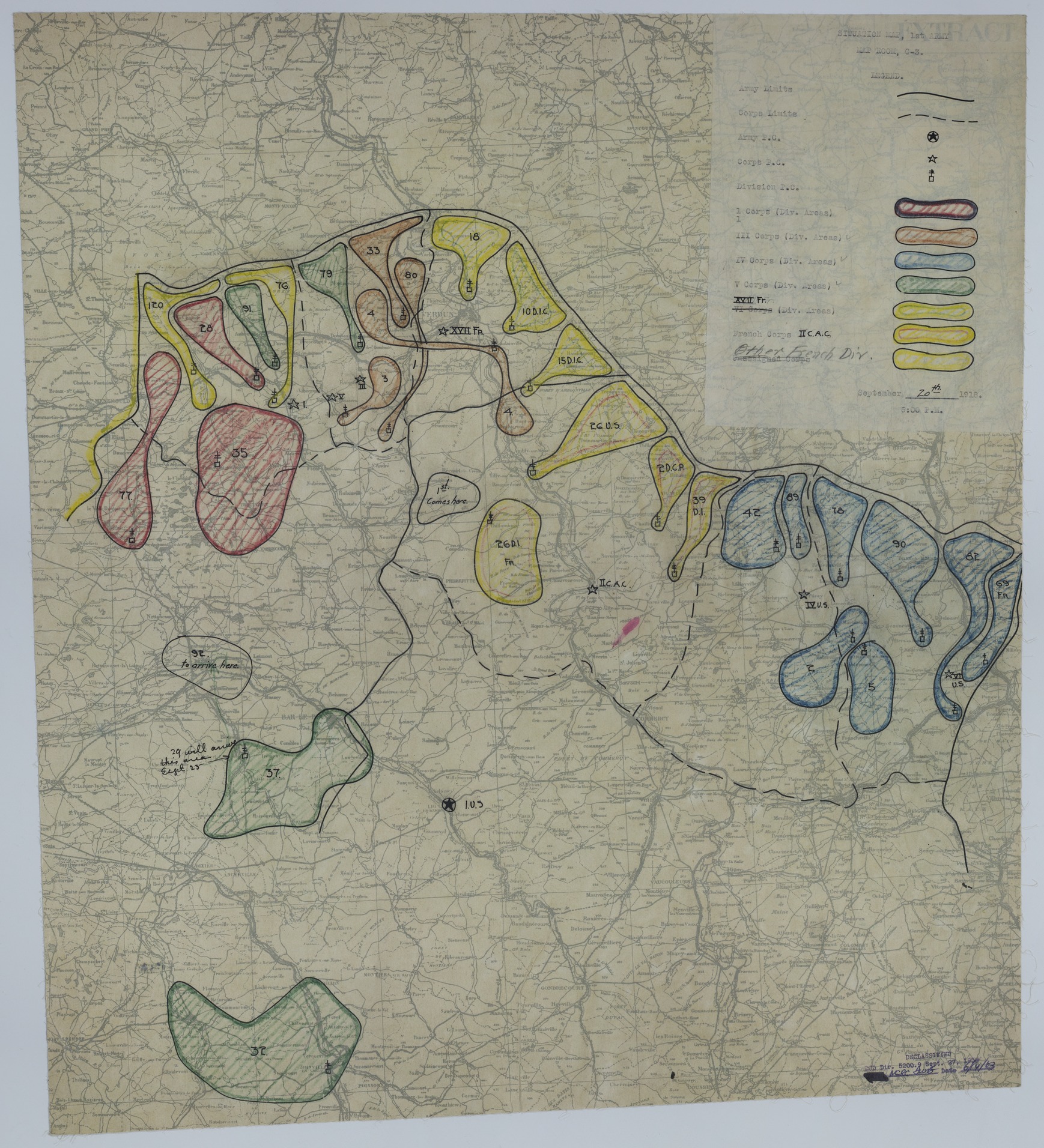 Map of Divisional Positions on September 20, 1918 | Harry S. Truman