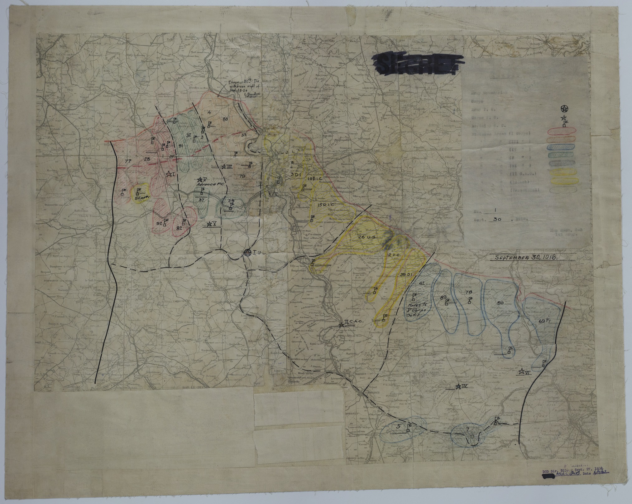 Map of Divisional Positions on September 30, 1918 | Harry S. Truman