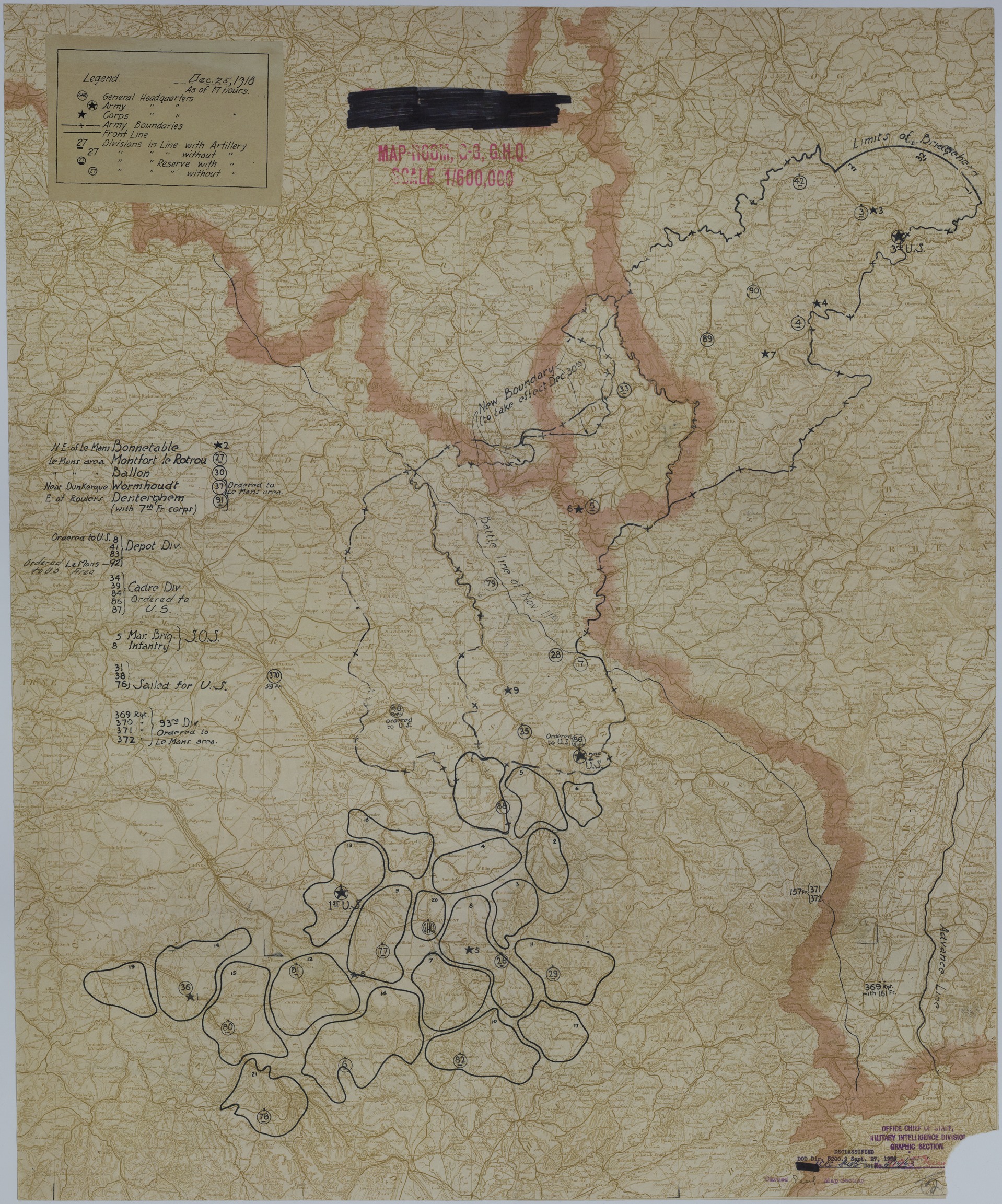 Map of Divisional Positions on December 25, 1918 | Harry S. Truman