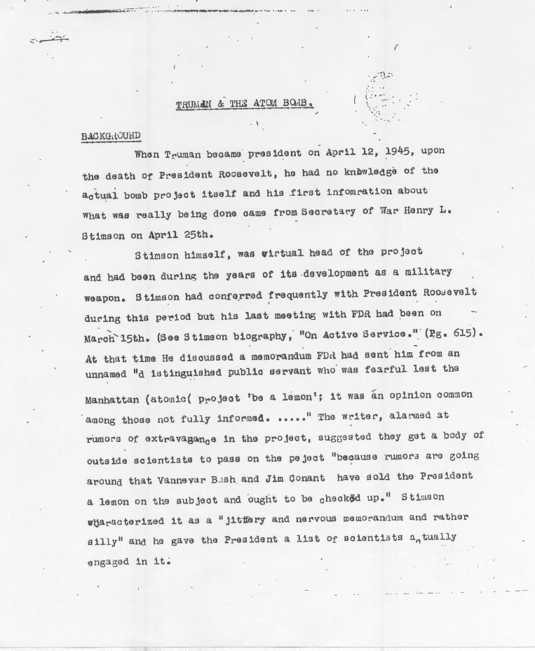 "Truman and the Atom Bomb" | Harry S. Truman