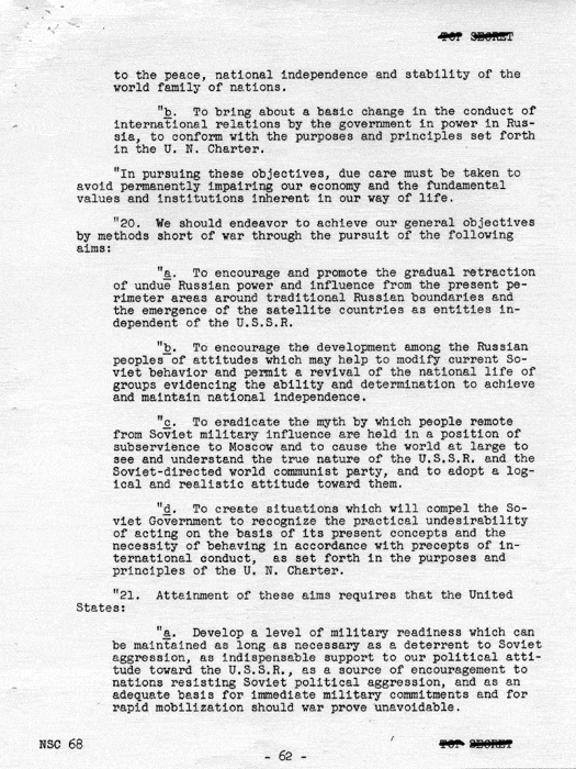 "A Report to the National Security Council - NSC 68" | Harry S. Truman