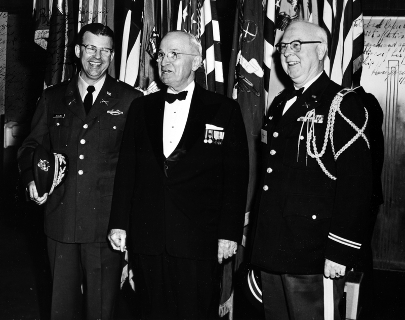 Harry S. Truman stands with Lt. Col. Bob Adams and Rufus Burrus | Harry ...