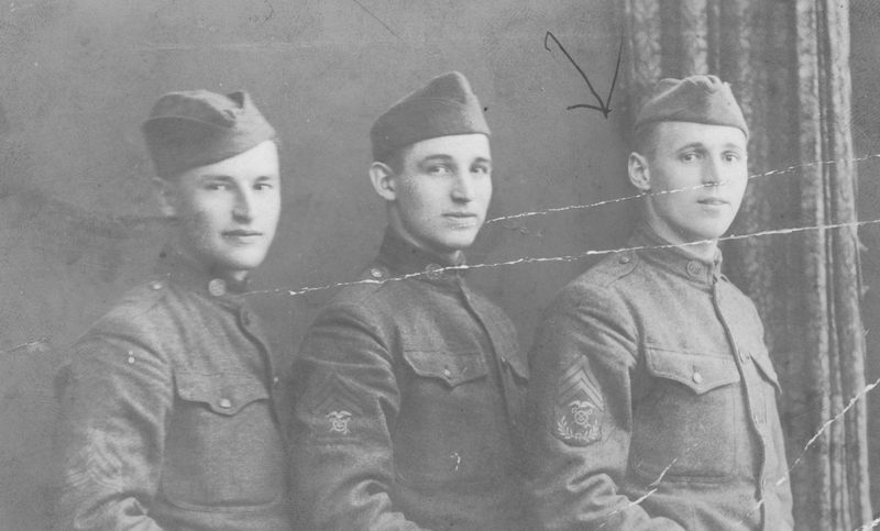Postcard of Three World War I American Soldiers | Harry S. Truman