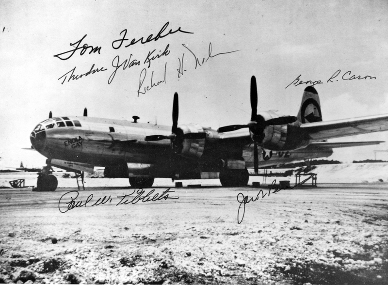 Autographed (by Crew) Photograph of the Enola Gay sitting on an ...