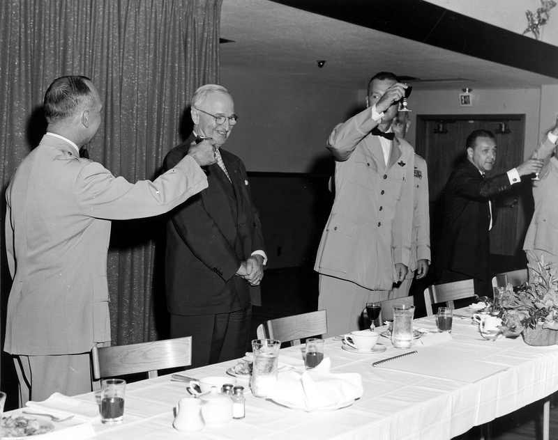 Officers at Richards-Gebaur Air Force Base toast former President ...