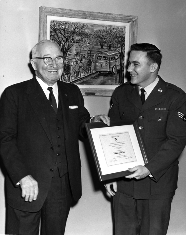 Former President Truman and Airman of the Year A1C Gerald L. Ingram at ...