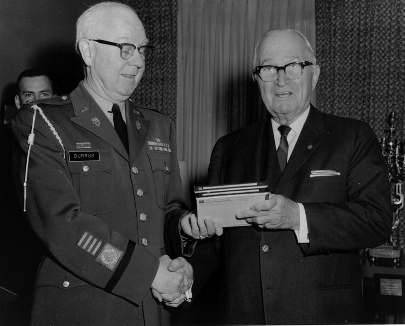 Former President Harry S. Truman and Rufus Burrus at the Truman Library ...