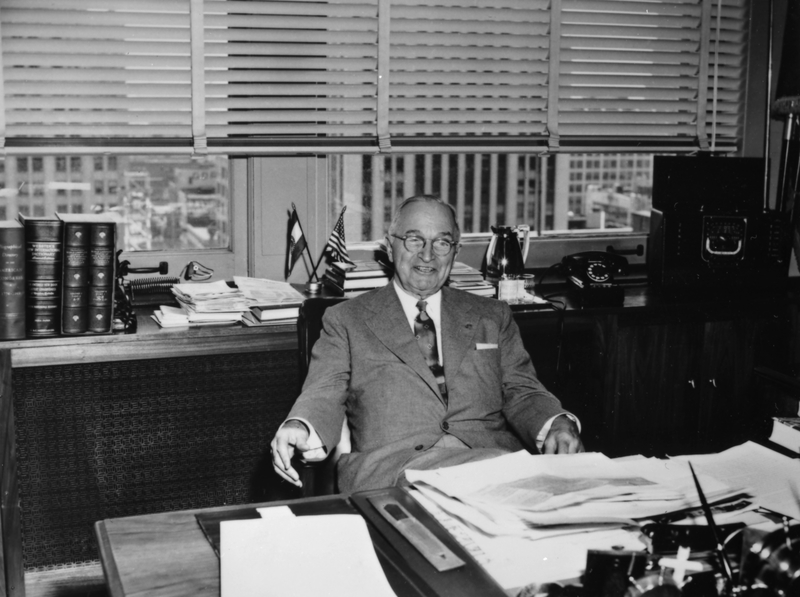 Harry S. Truman in his office at the Federal Reserve Bank | Harry S. Truman