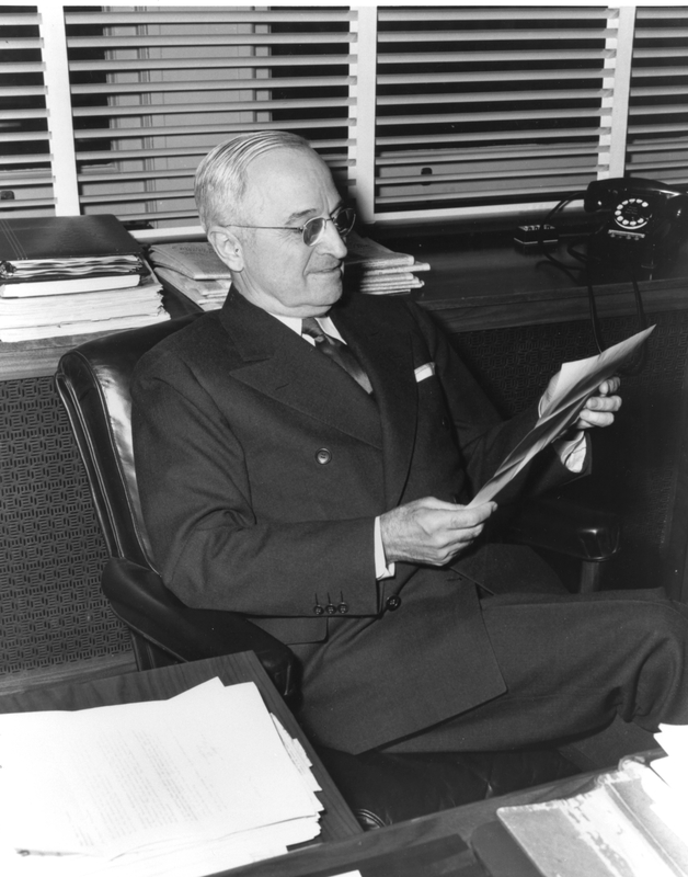 Harry S. Truman in his office at Federal Reserve Bank | Harry S. Truman