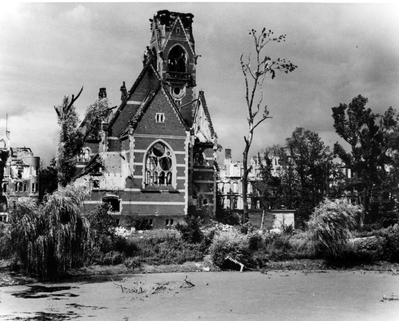 A church in Berlin, Germany, showing extensive damage from bombing in ...