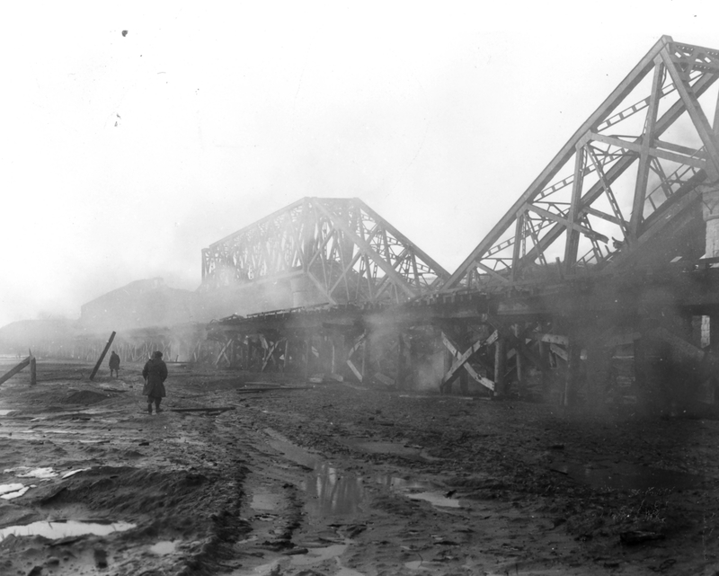 Destroyed rail bridge in Korea | Harry S. Truman