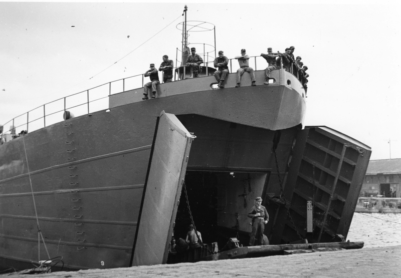 Landing ship tank with ramp open during Korean War | Harry S. Truman