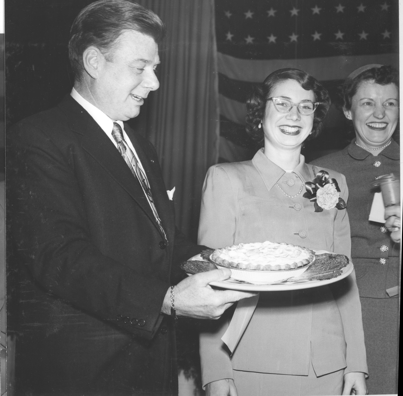 Junior prize winner Helen Thatcher and Arthur Godfrey at Pillsbury's ...