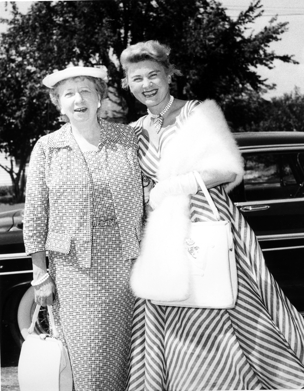 Bess Truman poses for a photo with Hildegarde outside the Truman ...