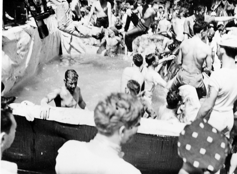 A Pollywog Pitches Backwards into the Royal Tank During Shellback ...