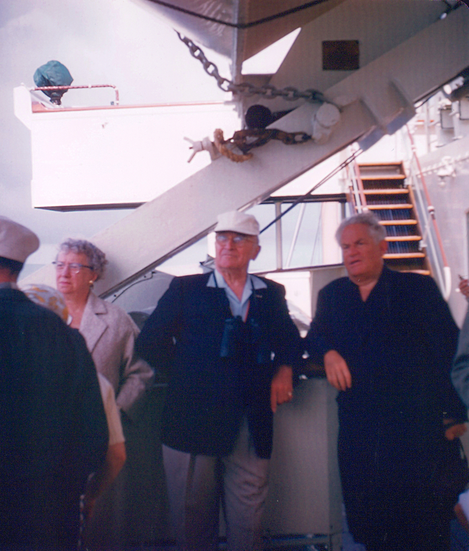 Harry S. Truman, Bess Truman, and Sam Rosenman aboard the S.S ...