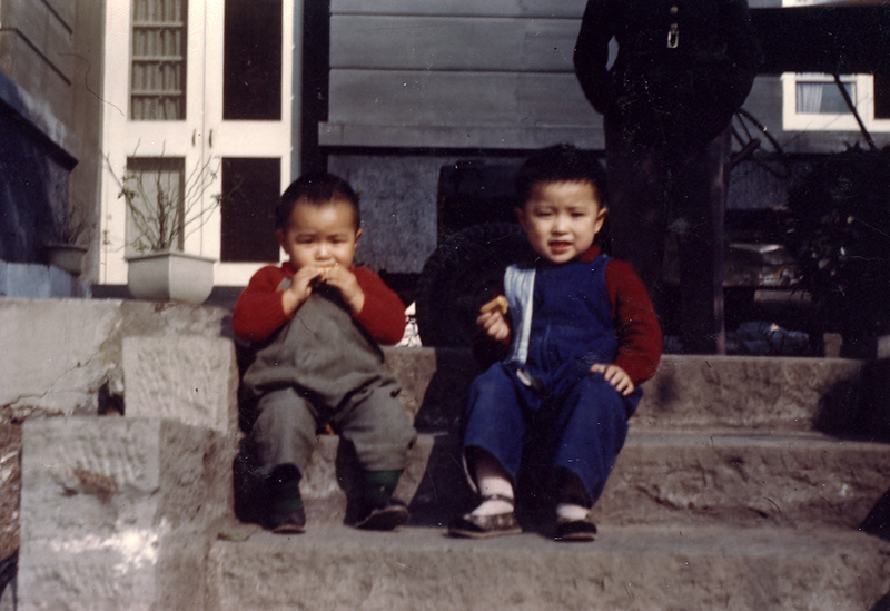 Two Chinese Children Sit on the Steps in Chungking | Harry S. Truman