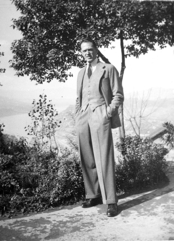 Edwin A. Locke at the Edge of a Cliff at 14 Chialing Village, Chungking ...