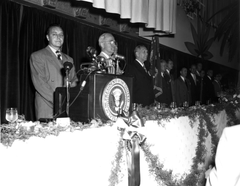 President Truman attends the Greater Los Angeles Press Club luncheon at ...