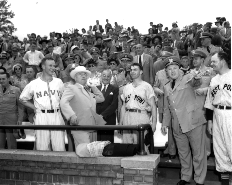 President Truman at the Army-Navy baseball game at Annapolis, Maryland ...