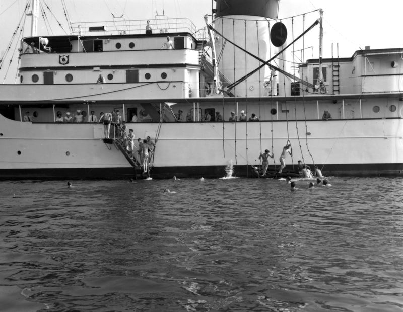 Sailors Dive off the Williamsburg for a Swim | Harry S. Truman