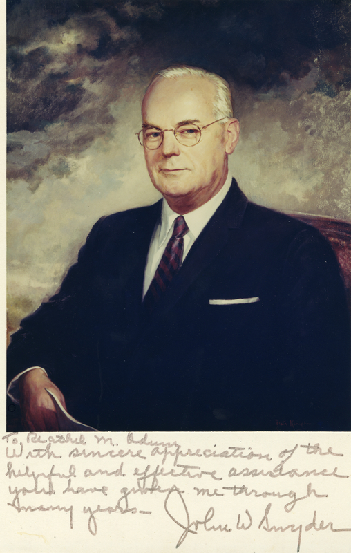 John Snyder portrait, autographed to Reathel Odum | Harry S. Truman