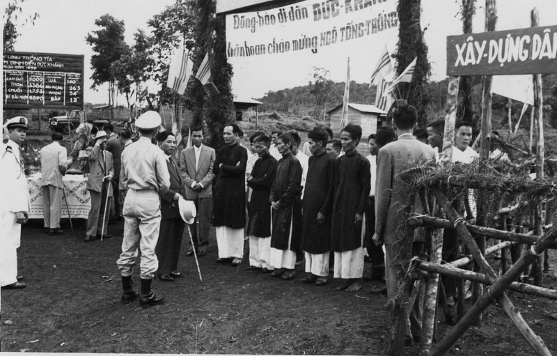 President Ngo Dinh Diem of South Vietnam Touring Unidentified Area ...