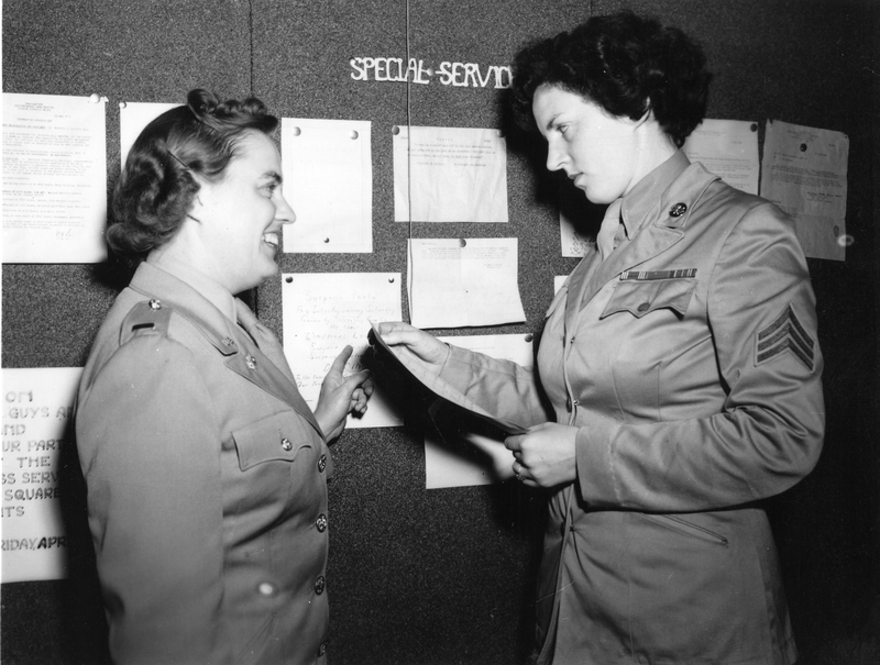 Women's Army Corps (WAC) First Sergeant Kay Baumann Examines Board ...