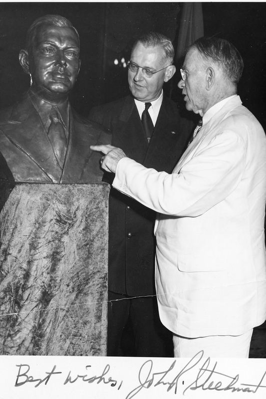John R. Steelman Admires a Bust of Himself | Harry S. Truman