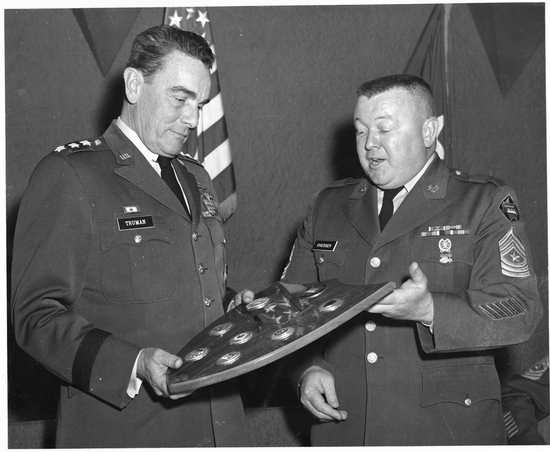 Lieutenant General Truman Receives a Memento from Sergeant Major ...