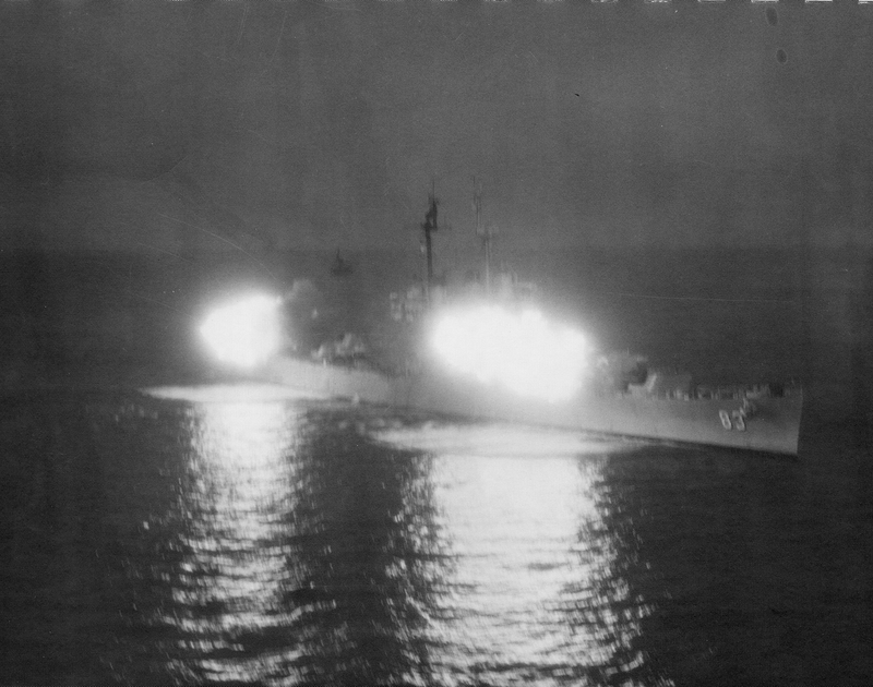 Muzzle Flashes from USS Manchester | Harry S. Truman