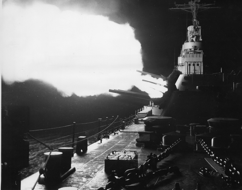 USS Manchester Fires Broadside at Night | Harry S. Truman