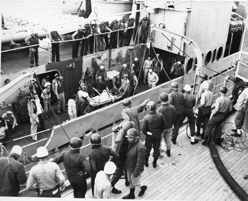 Transferring Wounded Men from USS Bass to USS Manchester | Harry S. Truman