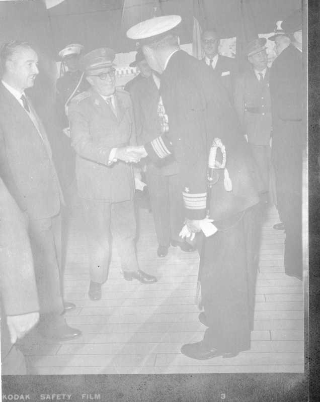 Rear Admiral Lewis S. Parks Greets Brigadier General Pons | Harry S. Truman