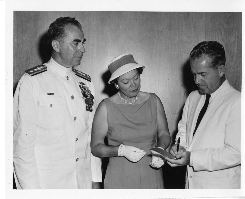 Rear Admiral Lewis S. Parks with Mrs. Robert Shimp, and Governor Potter ...