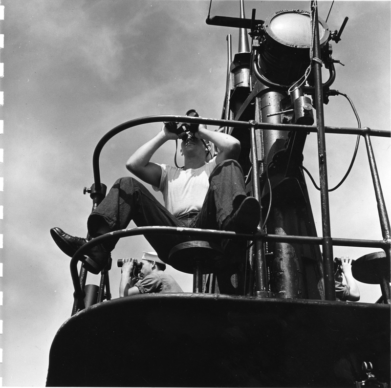 Three Sailors Atop the Conning Tower Scan the Horizon | Harry S. Truman