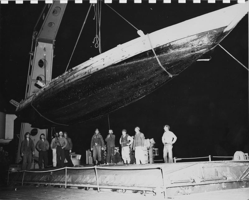 A Damaged North Korean Sampan is Hoisted Aboard the USS Manchester ...