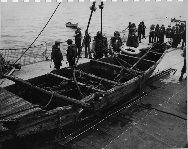 Crewmen from USS Manchester Inspect the Damaged North Korean Sampan ...
