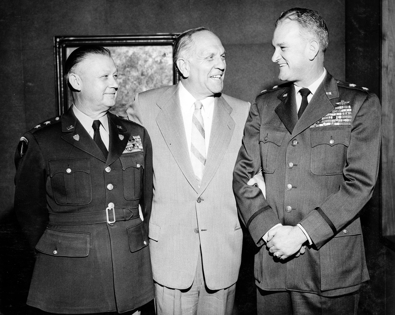 Major General Robert Landry with Goodwin Knight and Major General Earle ...