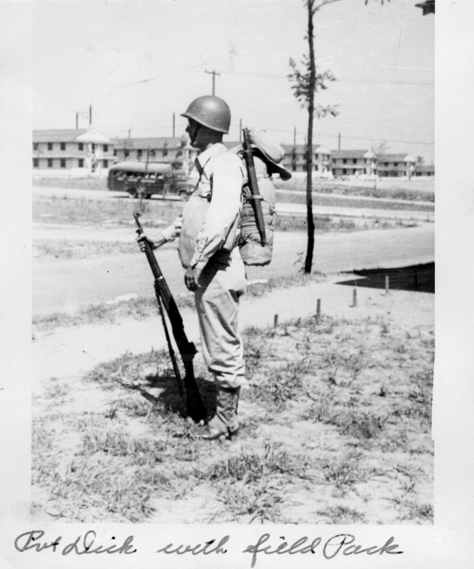 Richard Beckman Poses with a Field Pack | Harry S. Truman