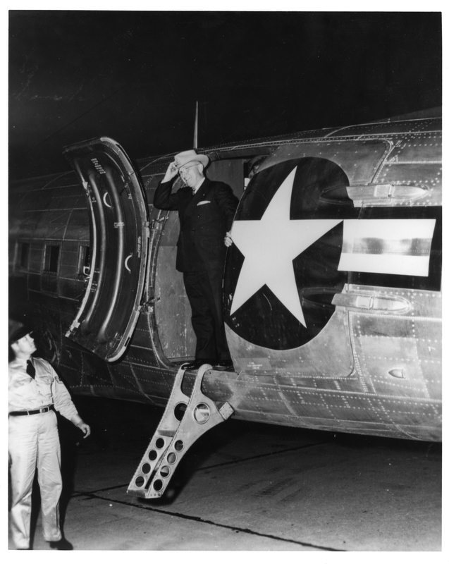 Former President Harry S. Truman Smiling as He Stands at the Door of ...