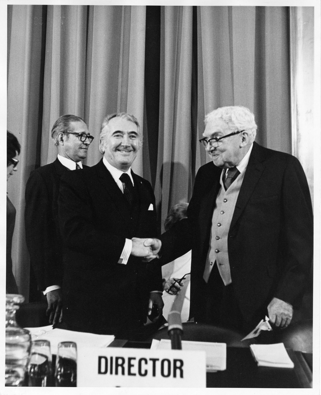 George L. Warren Shaking Hands With Congressman Peter Rodino | Harry S ...