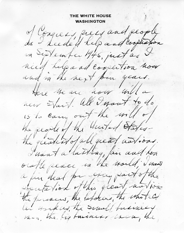 Copy of part of Fair Deal message | Harry S. Truman