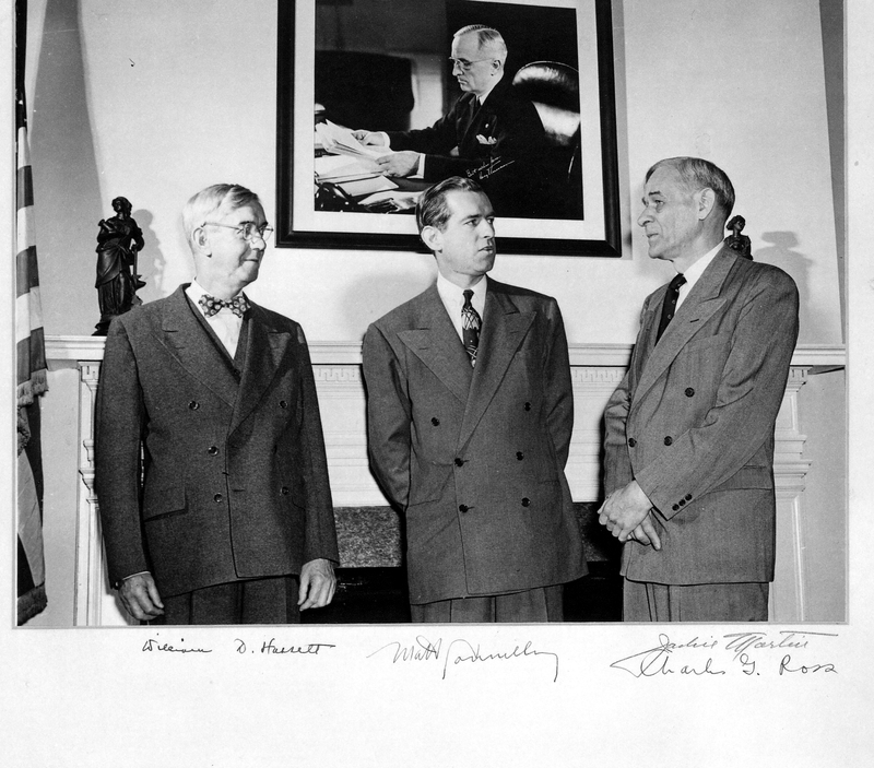 William Hassett, Matthew Connelly, and Charles Ross | Harry S. Truman