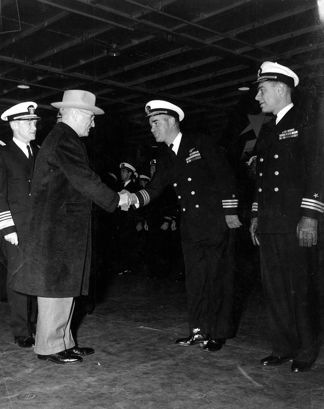 Truman and others aboard U. S. S. Franklin D. Roosevelt | Harry S. Truman