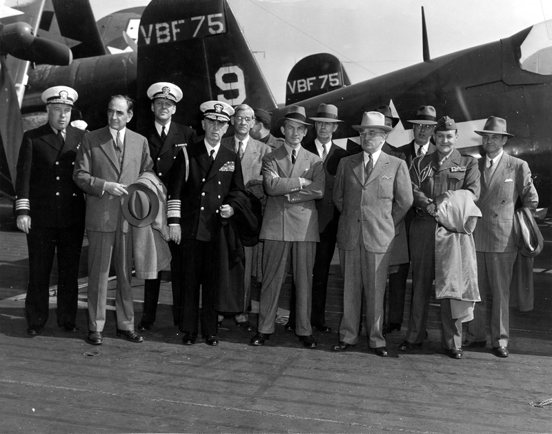 President Truman and party on U. S. S. Franklin D. Roosevelt | Harry S ...