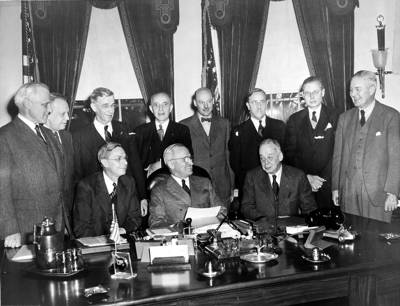 President Harry S. Truman and Members of the National Defense Research ...