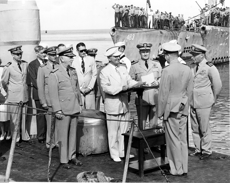 Harry S. Truman at a ship ceremony | Harry S. Truman